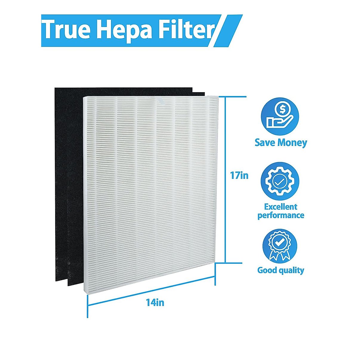 BBT BAMBOOST D480 True HEPA Replacement Filter D4 Compatible with Winix D480 Air Purifier, 1 True HEPA and 2 Activated Carbon Filters, Item Number 1712-0100-00