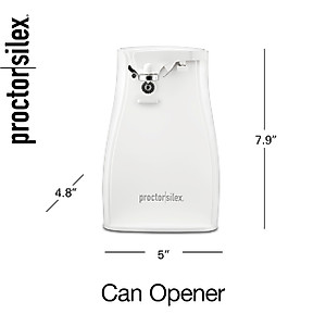Proctor Silex Power Electric Automatic Can Opener for Kitchen with Knife Sharpener, Twist-off Easy-Clean Lever, Cord Storage, White (75224PS)