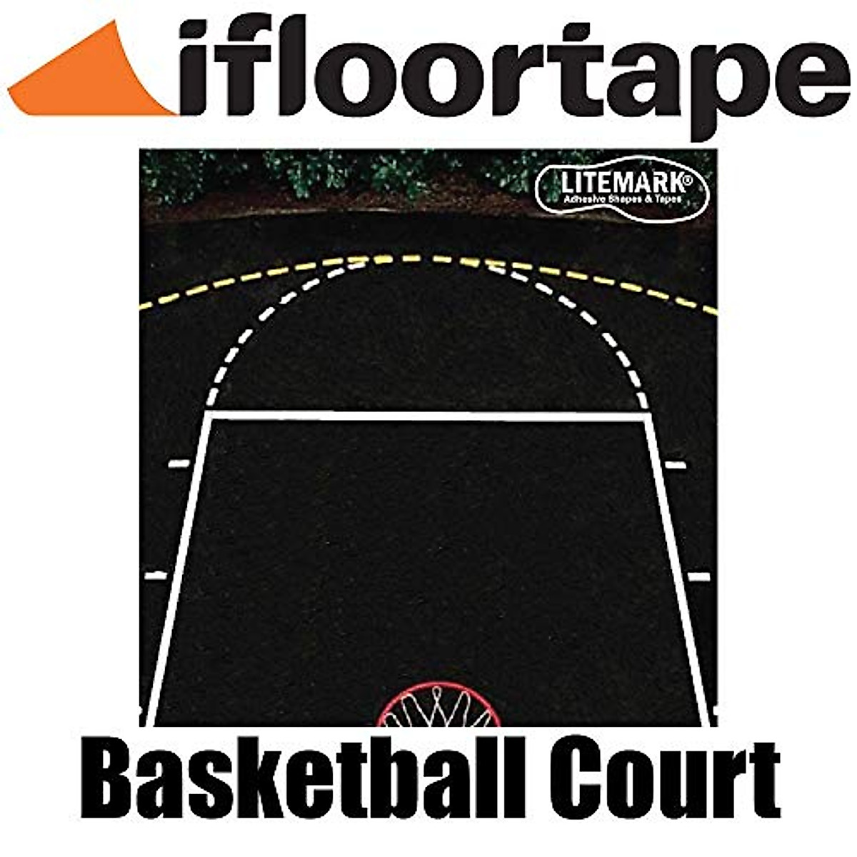 ifloortape White Permanent Reflective Outdoor Basketball/Pickleball Court Marking Tape for Asphalt, Pavement, and Concrete (2 Inches x 150 Feet per Roll)