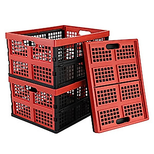 Jandson Folding Storage Crate 34 L, Collapsible Milk Crate 3 Packs