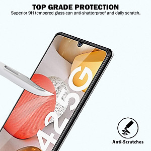 EGV [3+3 Pack Compatible for Samsung Gforalaxy A42 5G Screen Protector Tempered Glass + Camera Lens Protector [Easy Installation] Fingerprint Unlock [Anti-Scratch] [No-Bubble] [Work With Case]