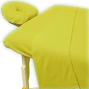 White House Linen 600 Thread-Count 3-Piece Massage Table Spa Sheet Set (1Pc Fitted Sheet Fit up to 7" Inch Deep Pocket, 1Pc Flat Sheet & 1Pc Fitted Face Rest Cover) 100% Egyptian Cotton Yellow
