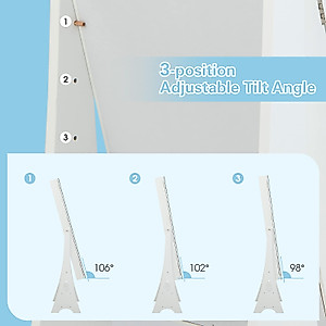 GOFLAME Jewelry Cabinet Freestanding, LED Lighted Jewelry Armoire with Full-length Frameless Mirror, Foldable shelf, 6 Drawers, Lockable Mirrored Jewelry Cabinet with 3 Adjustable Angle (White)