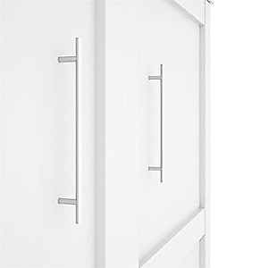 Pemberly Row Puq Easy-Lift Dual Piston Queen Size Murphy Wall Bed in White