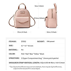 Multi-Function Women Fashion Mini Backpack Soft Leather Casual Travel Small Shoulder Bag (Pink)