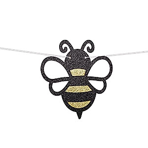 He She What Will It Bee - Golden Glitter Party Banner Decorations, Bee Gender Reveal Banner, Bee Theme Baby Shower, Baby Shower Shower Banner，golden Glitter Banner