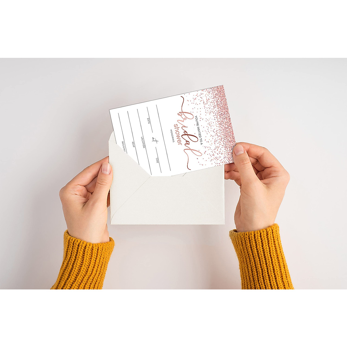 mermermu Bridal Shower Invitation Cards with Envelopes - Pink Rose Gold Fill in The Blank Bridal Shower Cards, For Weddings, Engagement, Party and Receptions Supplies, 25 Invites With Envelopes - 003