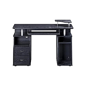 Techni Mobili Complete Computer Desk with Multiple Storage, Workstation Table with MDF Panels and PVC Laminate Veneer Surface, Espresso