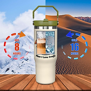 ysnifeiw 30oz Frog Tumbler with Handle and Straw, Stainless Steel Insulated Frog Cup with Top Handle and Lid, Frog Coofee Mug Gifts for Women Men