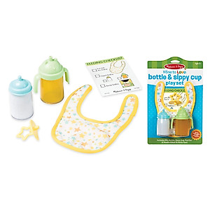 Melissa & Doug Mine to Love Bottle & Sippy Cup Play Set – “Disappearing” Liquid, Bib, Pacifier, Activity Card