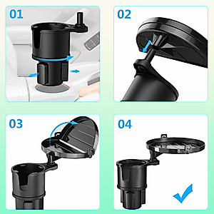 Cup-Holder Tray Drink-Holder Expander for Car - Enjoy Your Meal - Cup Holder Extender with Solid Base for Car - 7.8 inch Car Round Food Detachable Eating Tray Table and Holder for Yeti, standly, etc