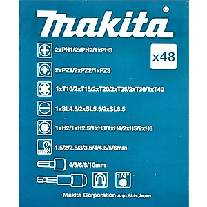 Makita B-36201 Metric High Speed Steel Drill Bit, Screw Bit and Socket Set (48 Piece)