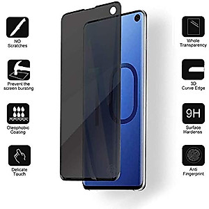 Galaxy S10 Privacy Screen Protector, SUKER [Anti-spy] [9H Hardenss] [3D Curved] [Case Friendly] Tempered Glass Screen Protector for Samsung Galaxy S10 6.1 inch (2 Pack)