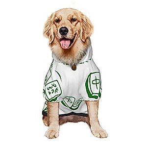 Large Dog Hoodie Chinese-Mahjong-Tile-Plaid Pet Clothes Sweater with Hat Soft Cat Outfit Coat Medium