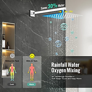 SR SUN RISE 12 Inches All Metal Square Shower System with Tub Spout, Tub Shower Faucet Set, High Pressure Rain Shower Head and Handheld Sprayer Combo Shower Fixtues, Valve Included, Polished Chrome