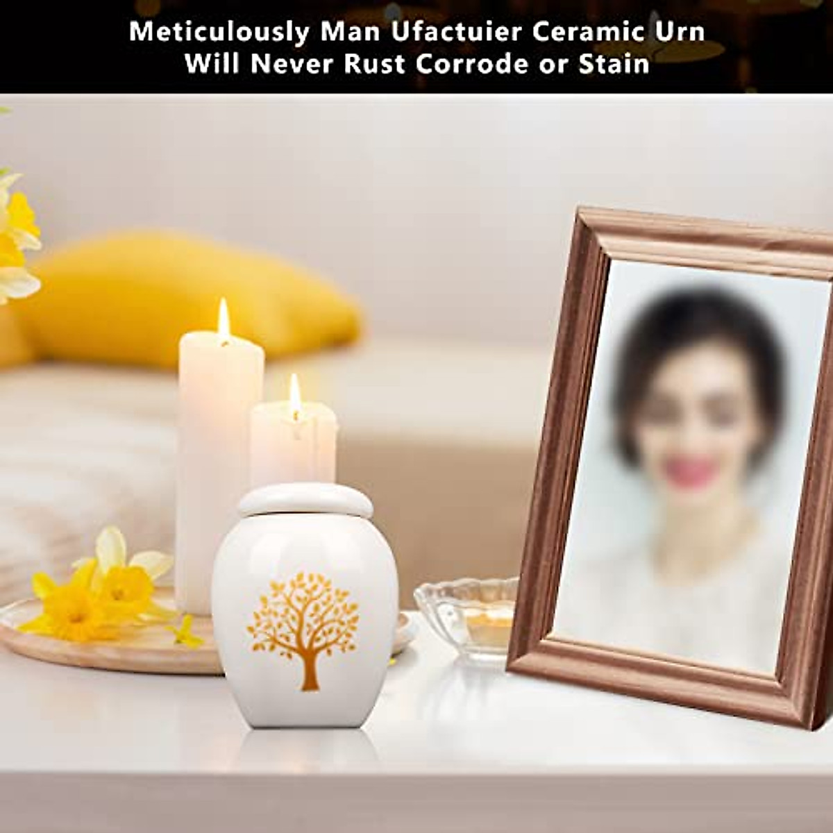 Small Urns for Human Ashes,Mini Urn Set of 5,Beautifully Handmade Ceramic Tree of Life Cremation Urn,for Sharing Adult or Baby Urns for Ashes,Pet Urn.