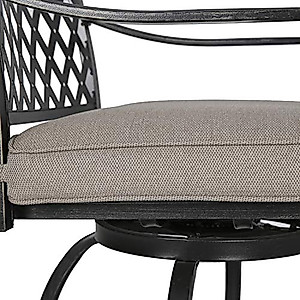 Iwicker 2 Piece Outdoor Swivel Bistro Bar Stool with 100% Polyester Cushion