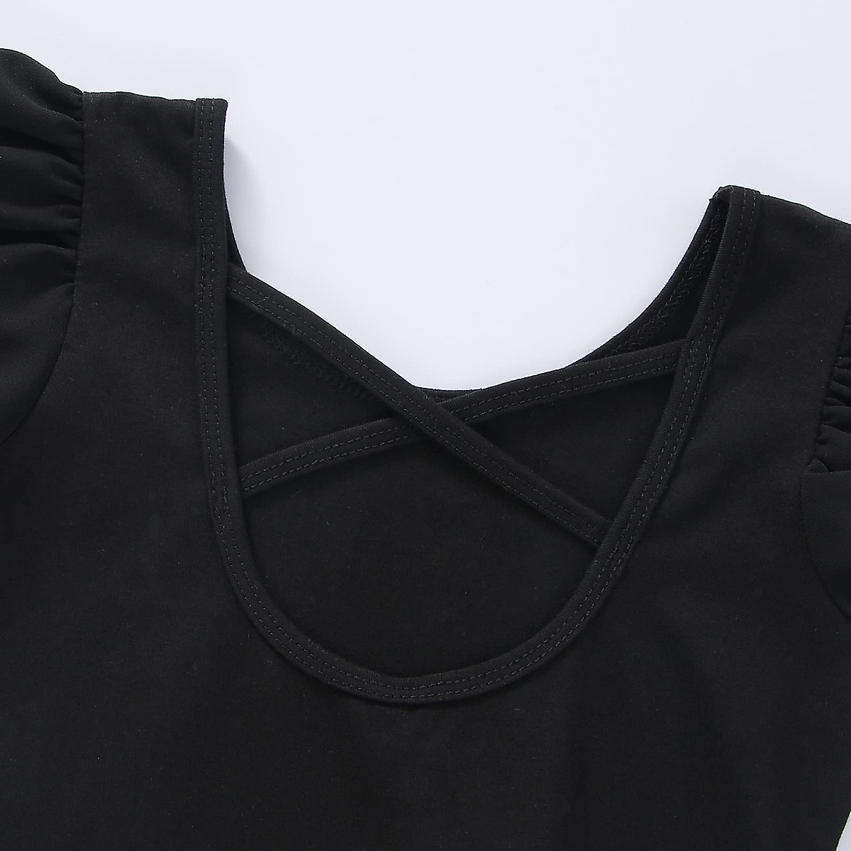 vivifayee Girls Ballet Leotards Dance Tutu Dress with Chiffon Bow Skirted Outfit X-Black