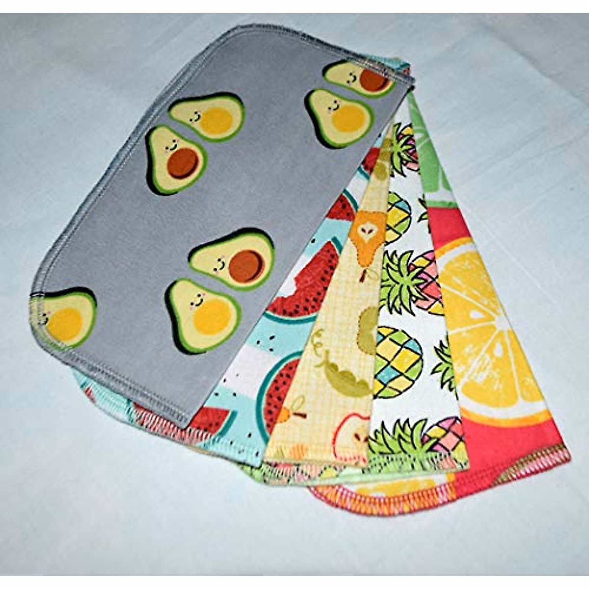 1 Ply Printed Flannel Little Wipes 8x8 Inches Set of 5 Farmers Market