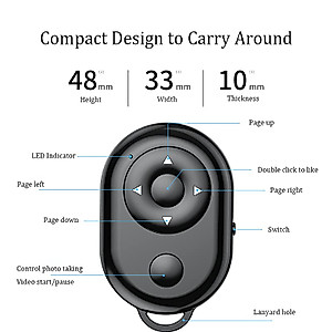 M3 Bluetooth Remote Camera Shutter Clicker & Page Turner for Cellphones/Tablets (Andriod 8.0+ and iOS 6.0+) - Selfies Remote, Scroll Pages for Tiktok eBook