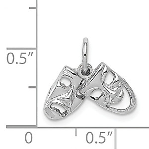 FindingKing 14K White Gold Comedy Tragedy Charm Drama Mask Jewelry