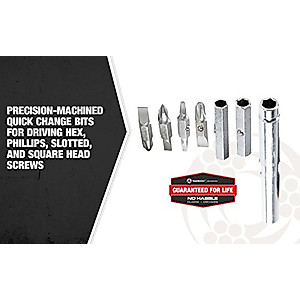 Southwire 59723940 12-In-1 Multi-Bit Screwdriver; Interchangeable Bits; Comfort Grip Handle; hex 1/4"; 5/16"; 3/8"; Phillips #1;2;3; slotted SL4-5;SL6-8;sl8-10; and square #1;2