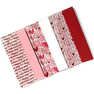 Valentine Tissue Paper Gift Wrapping Pink Red Hearts, 3-pk Set