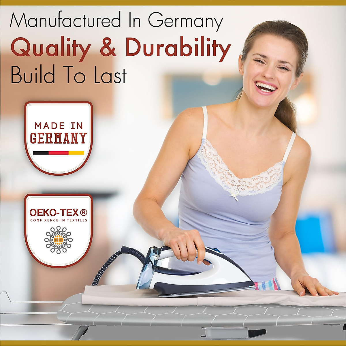 arteneur Ironing Board Cover and Pad 15x54 - Made in Germany Iron Board Cover with Heat Reflective Aluminum Coating and Padding- Heavy Duty Iron Board Cotton Cover with Elastic Drawstring Stretch Fit