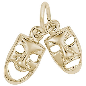 10k Yellow Gold Comedy/Tragedy Charm, Charms for Bracelets and Necklaces