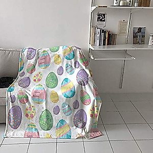 Singingin Colorful Cute Happy Easter Egg Flannel Throw Blanket Super Soft Warm Snuggle Stadium Blanket for Couch Chair Sofa and Bed Everyday Use 40" x 50"