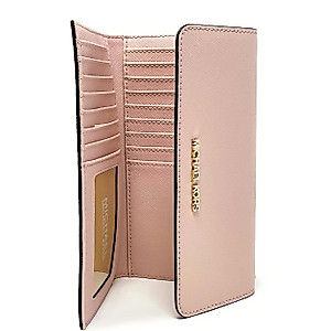 Michael Kors Women's Leather Jet Set Travel Large Trifold Wallet In Powder blush