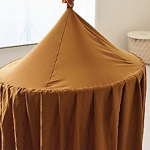 Crib Bed Canopy for Kids Girls, Round Dome Netting Mosquito Net Canopy Bed Curtain for Play Room Baby Bed Indoor Outdoor Princess Castle Hanging House Decoration (Coffee)