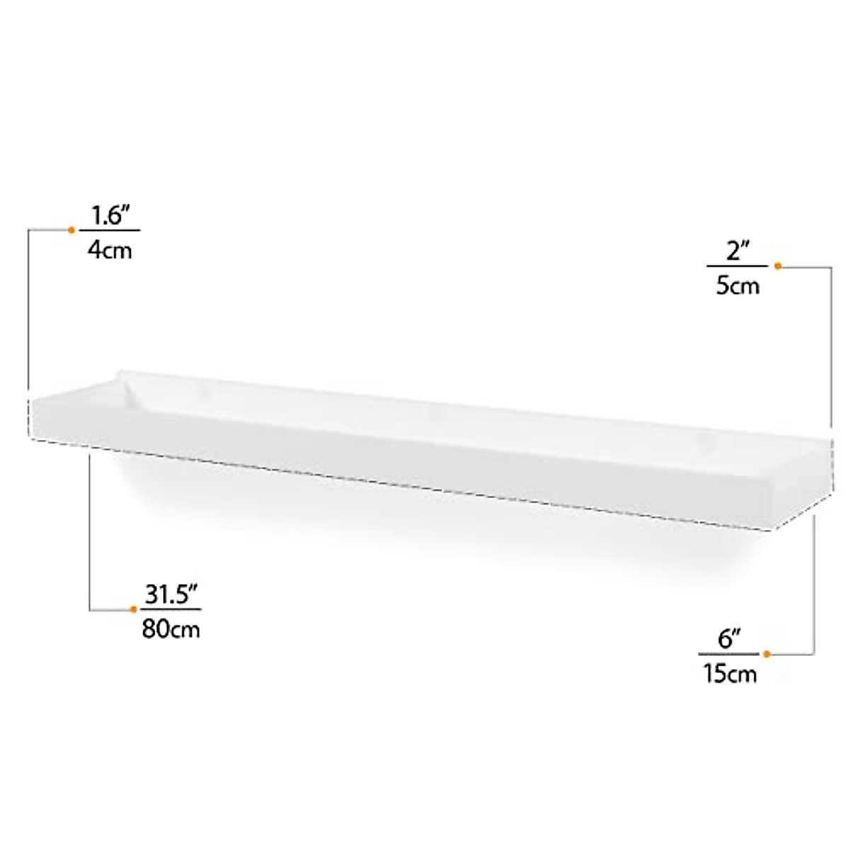 Wallniture Philly Nursery Bookshelf - Floating Book Shelves for Kids Room - 31 Inch Picture Ledge Book Tray Toy Storage Display White Set of 2