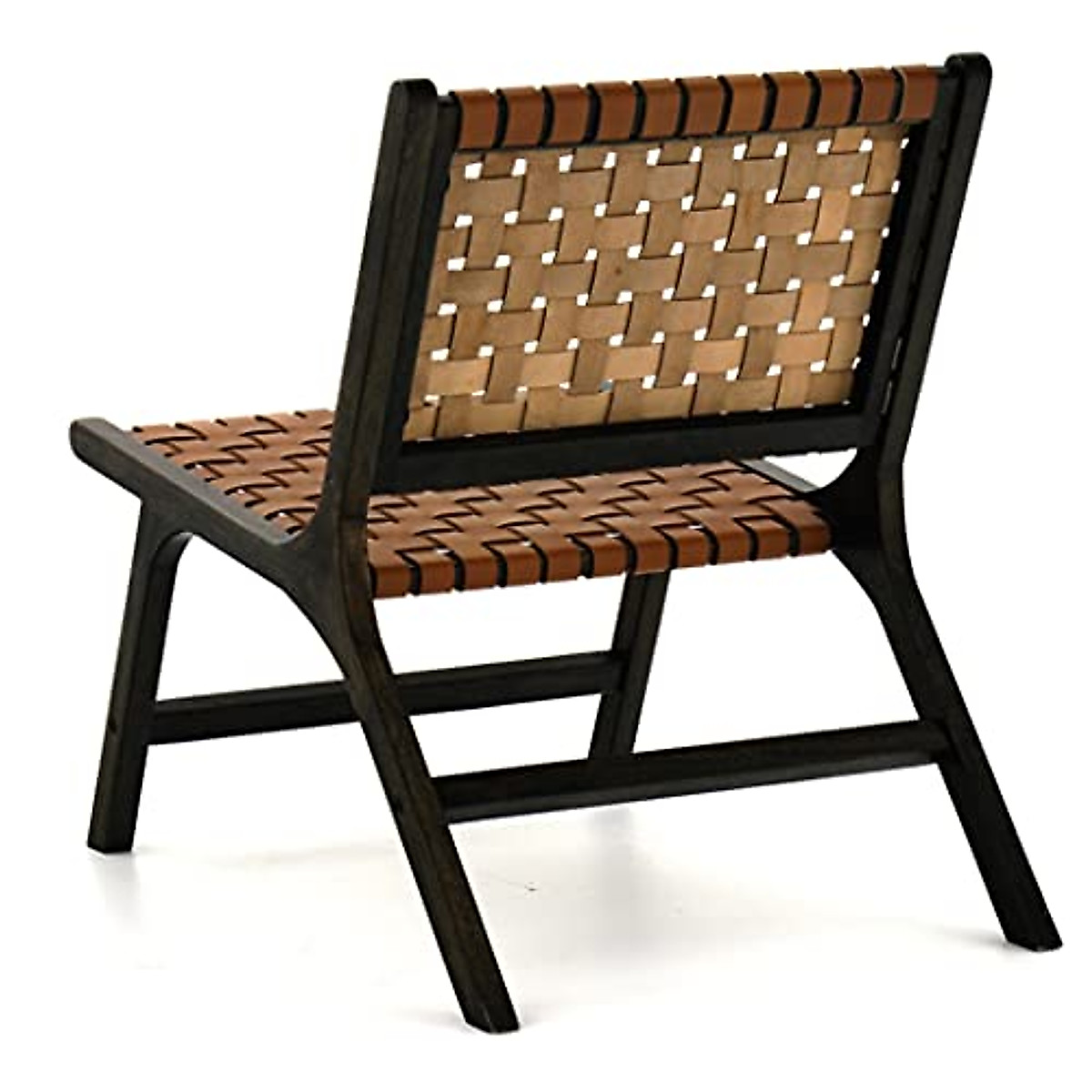 Signature Design by Ashley Fayme Mid Century Modern Leather Accent Chair, Brown & Black