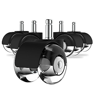 Office Chair Casters Wheels(Set of 5) - 2 inch Heavy Duty Mute Desk Chair Wheels Replacement 2200Lbs- Office Chair Wheels for Hardwood Floors- Universal Fit Wheels for Office Chair