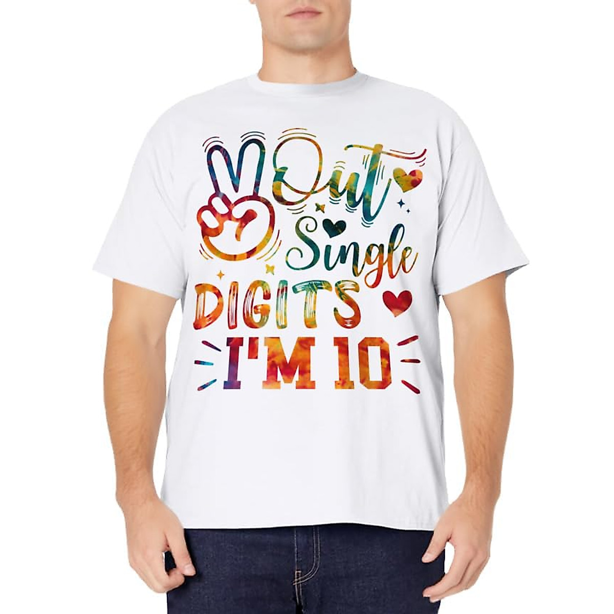 Funny Peace Out Single Digits I'm 10 Year Old 10th Birthday T-Shirt