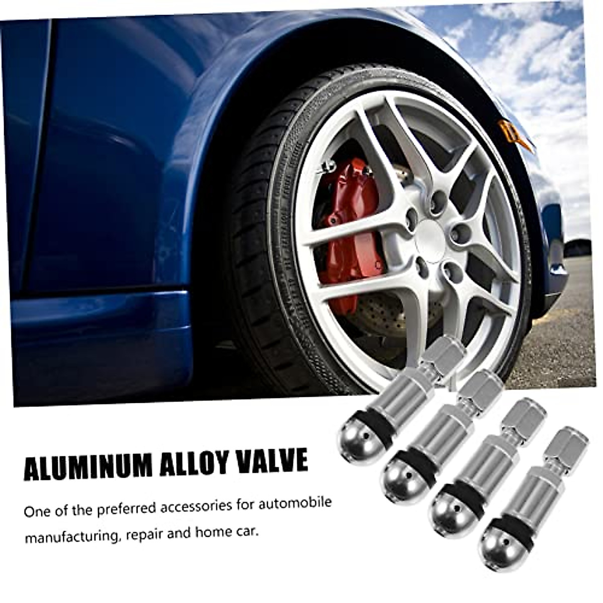 Vaguelly 4 Pcs Valve Tire Repair Tools car tire caps Bike air Cap tire stem caps Wheel Tire Bike Wheel Cap Tire Stem Covers Bike Tube caps Tire Air Mountain Bike Accessories Aluminum Alloy