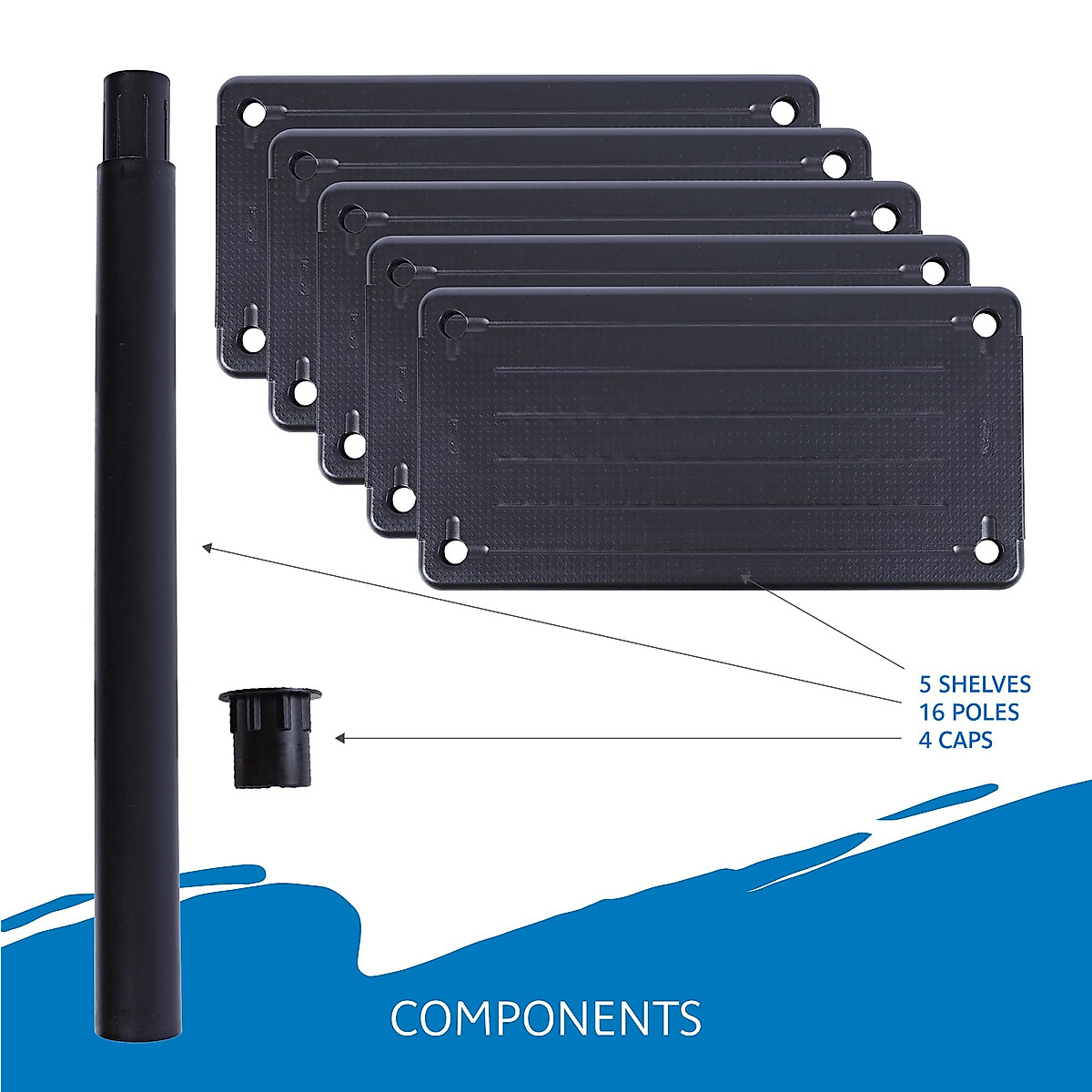 Iceberg ICE20853 Rough N Ready High Density Polyethylene Open Storage System, 36" Width x 74" Height x 18" Depth, 5 Shelves, Platinum