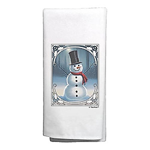 Snowman Christmas Decoration Classic Winter Scene Snowman Decorative Kitchen Tea Towel White