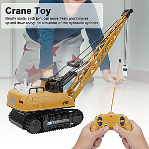 Remote Control Tower Crane - 12 Channel 2.4GHz Remote Control Lift Model Truck, Digging Engineering Toy with 2 Rechargeable Batteries, Crawler Loader Excavator Bulldozer, RC Construction Toy for Kids