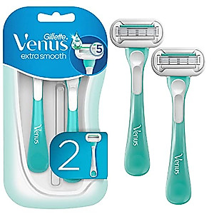 Gillette Venus Extra Smooth Sensitive Disposable Razors for Women with Sensitive Skin, 2 Count