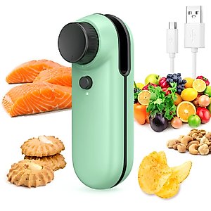 Cheweetty Mini Bag Sealer, Handheld Heat Sealer, Upgraded 2 IN 1 Heat Sealer & Cutter USB Rechargeable, Portable Resealer Machine Kitchen Gadget for Plastic Bag Chip Bag Food Snack Storage(Green)