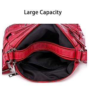 AIRUI Women Crossbody Bag, PU Leather Pocketbooks Multi Pocket Lightweight Shoulder Purse Messenger Bag - Black…