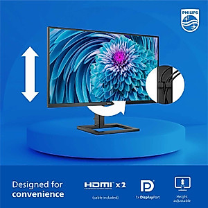 Philips 288E2E 28" Frameless Monitor, 4K UHD 3840x2160 IPS, 120% sRGB, FreeSync, Speakers, Height Adjustable, VESA (Renewed)