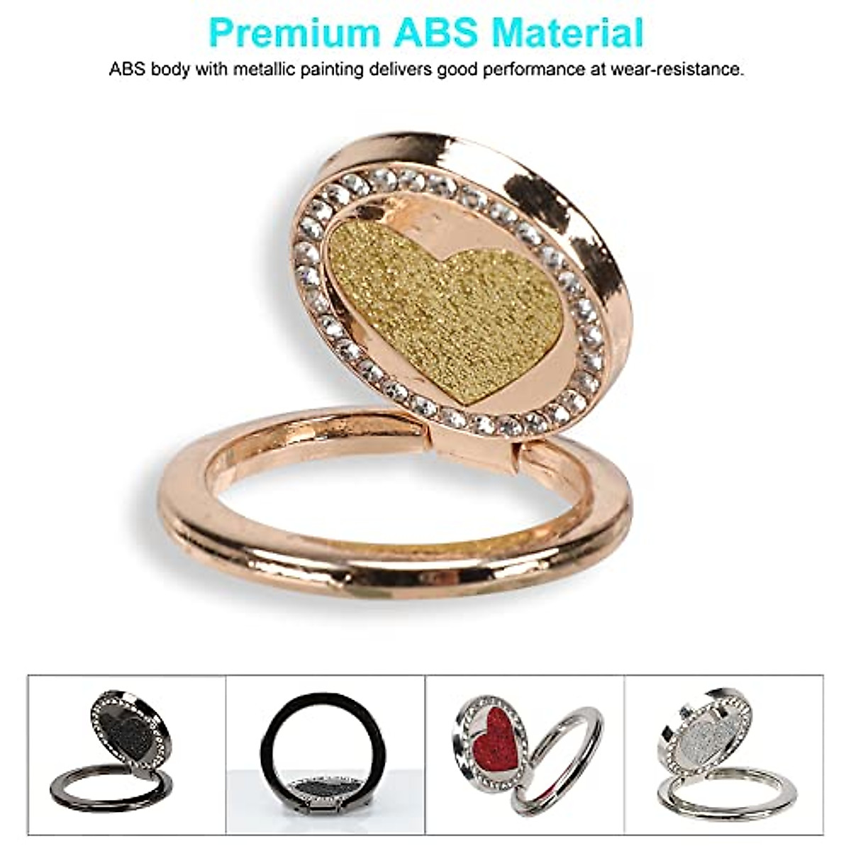 Bonoma Cute Love Heart Phone Ring Holder,4 Pack Ring Stand for Cell Phone Universal Finger Ring Stand Grip Kickstand Ring,360° Rotation Universal Stylish Stand Compatible with All Smartphones