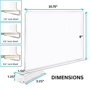 SABREZZI HOME Set of 4 Clear Acrylic Shelf Dividers - Maximize Your Closet Space with Ease - Ideal for Clothes, Sweaters, Purses, and More - Transparent Design Enhances Any Closet or Long Shelf