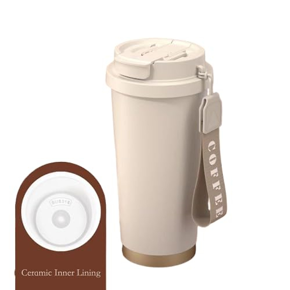 Stay Cool and Stylish with our Stainless Steel Iced Coffee Cup - 17.9oz, White -Ceramic Inner Lining Includes Lid and Straw!