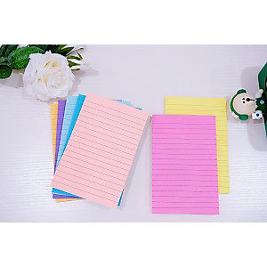 (8 Pack) Lined Sticky Notes Post, 8 Colors Self Sticky Notes Pad Its 4X6 in, Bright Post Stickies Colorful Big Square Sticky Notes for Office, Home, School, Meeting,40 Sheets/pad