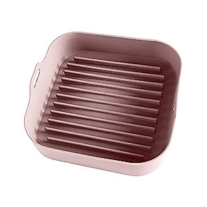 EMVANV Air Fryer Pot, Silicone Square Replacement Basket Grill Pan Baking Microwave Oven Square Tray Air Fryer Oven Accessories