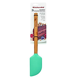 KitchenAid Universal Bamboo Handle Scraper Spatula, 11-Inch, Aqua